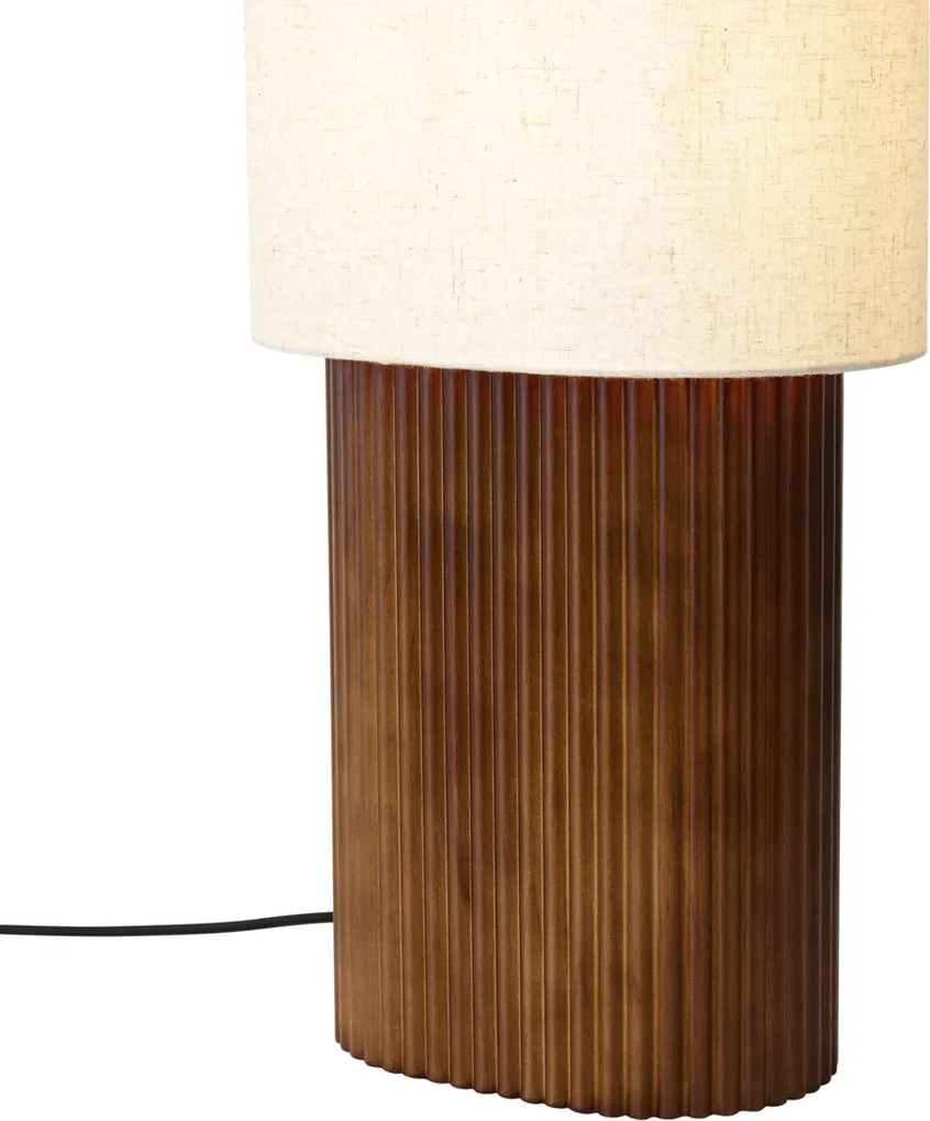 Japandi stojací lampa z ořechového dřeva s látkovým stínidlem 90 cm - Lamel