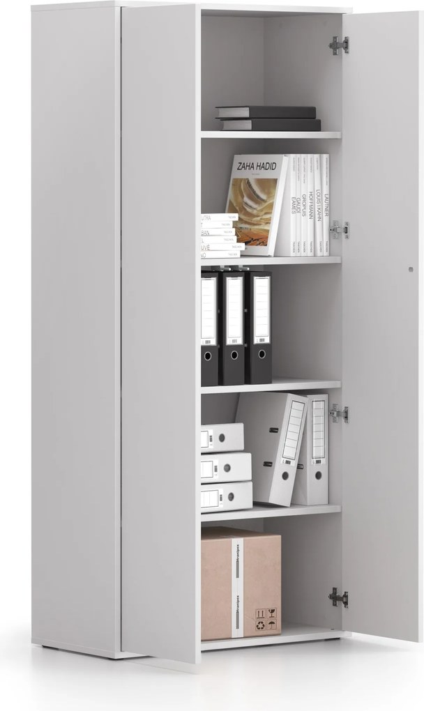 Spisová skříň BLOCK, 800 x 400 x 1748 mm, bílá