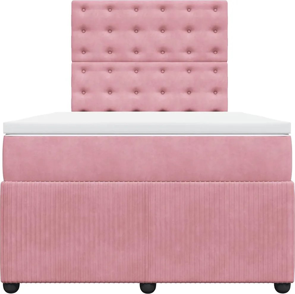Box spring postel s matrací růžová 120x190 cm samet 3294603