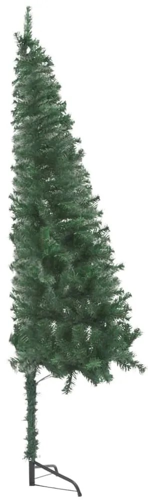 Rohový umělý vánoční stromek LED a sada bílých koulí - zelený | 180 cm PVC