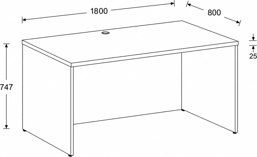 Kancelářský psací stůl FRAME, 180x80 cm, dub přírodní