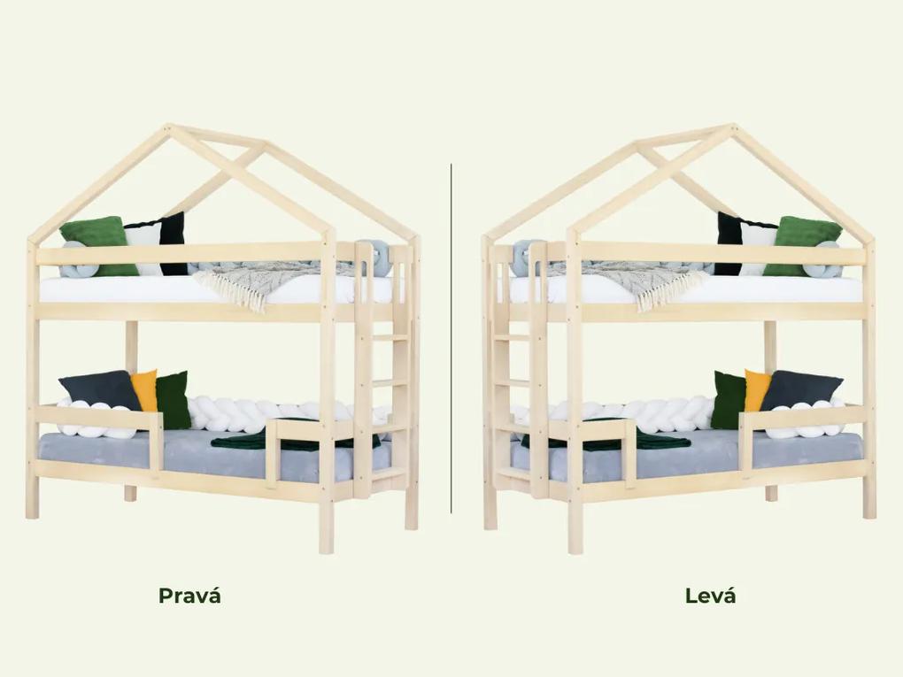 Benlemi Dřevěná patrová postel KILI ve tvaru domečku Zvolte barvu: Tmavě šedá, Zvolte šuplík: Bez šuplíku, Zvolte výšku: 207 cm
