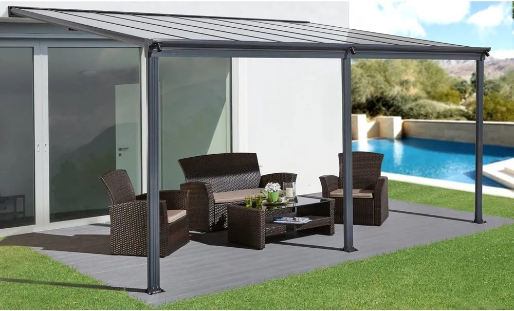 Hliníková pergola LANITPLAST WALL 43 antracit + bronz PC LG2122