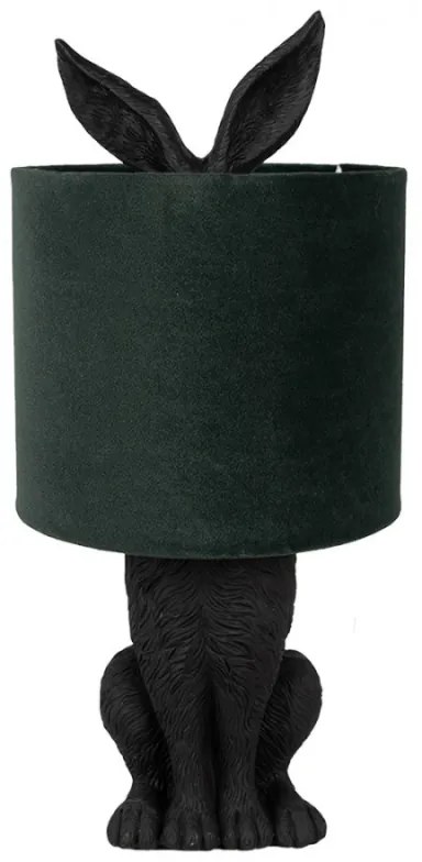 Černá stolní lampa králík s tmavě zeleným stínidlem Konijn – 20x43 cm