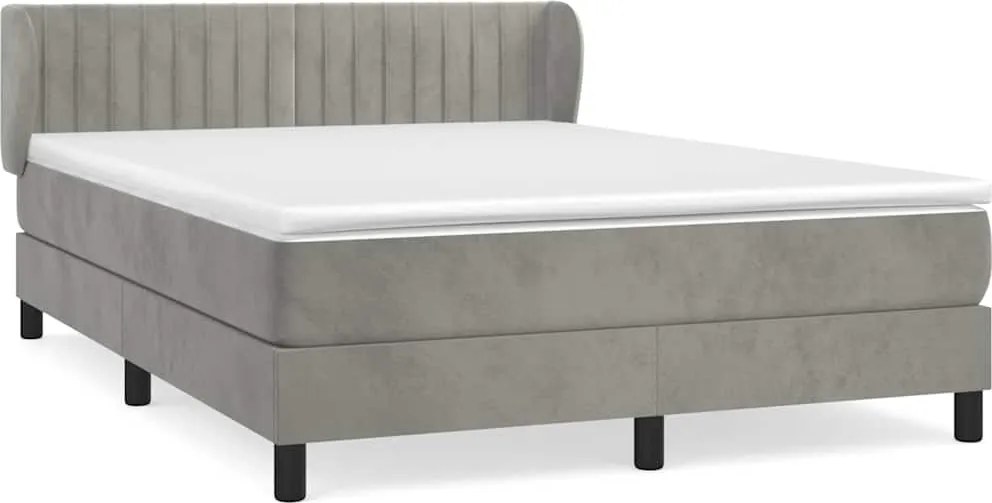 Box spring postel s matrací světle šedá 140x190 cm samet 3127607