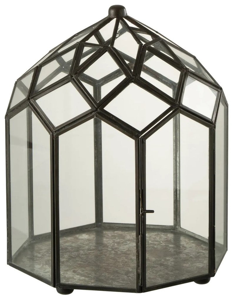 Černý kovový domácí skleník Terrarium - 23*23*30cm