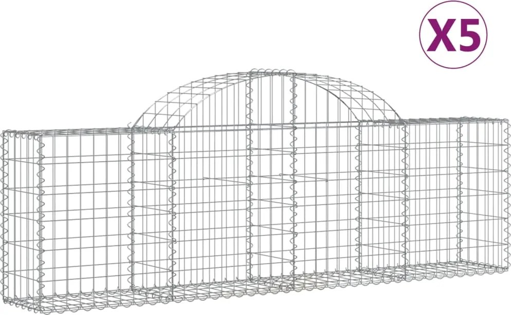Klenuté gabionové koše 5 ks 200x30x60/80 cm pozinkované železo 3146071