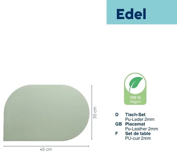 Prostírání EDEL PU kůže kouřově zelen, 45,0x30,0x0,17cm