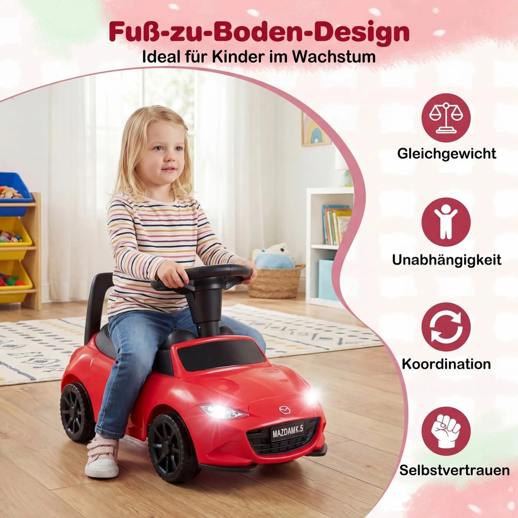 Costway Spolujízdné autíčko se světlem a ochranou proti převrácení a úložným