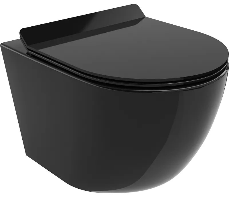 Mexen Lena Rimless závěsné WC se sedátkem s pomalým zavíráním, černá - 30224070