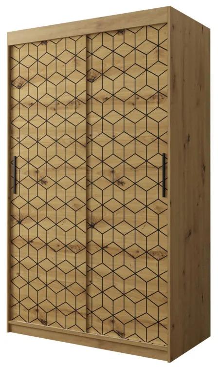 Šatní skříň s posuvnými dveřmi Arituda I 120, Úložný prostor: ano, Barva: dub artisan