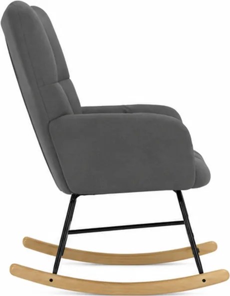 relaxační křeslo, houpací, dřevo/kov/textil, 96x62x79 cm, nohy světlé/tmavě šedá, Dekorino KR20260133