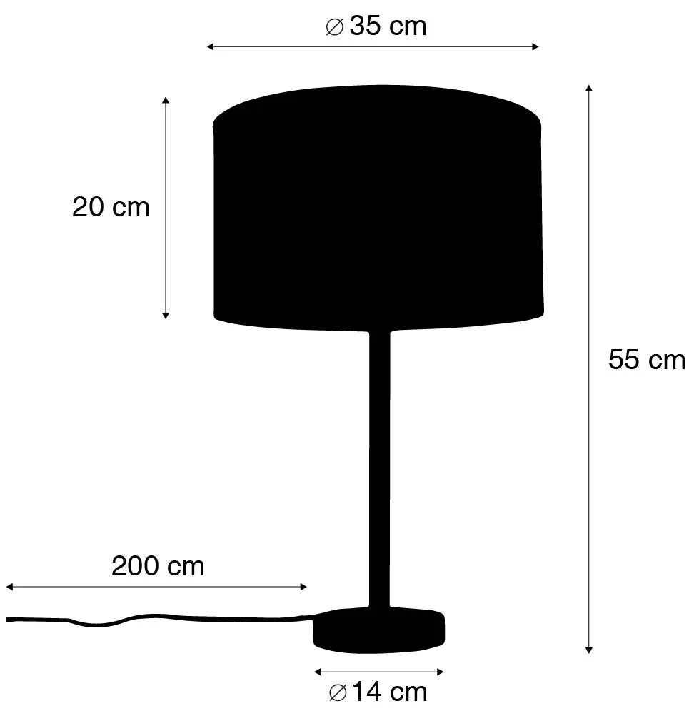 Moderní stolní lampa černá s lněným stínidlem světle šedá 35 cm - Simplo