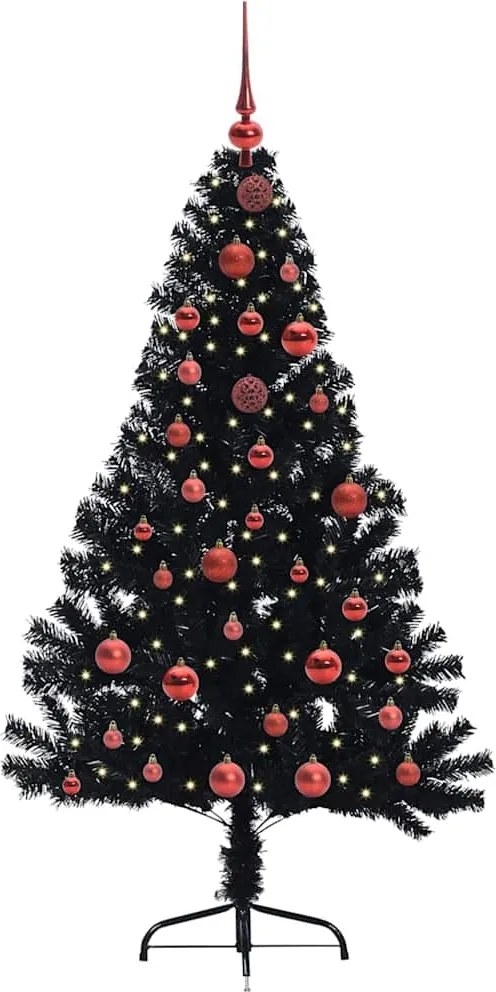 Umělý osvětlený vánoční stromeček Černá 150 cm PVC 3397128