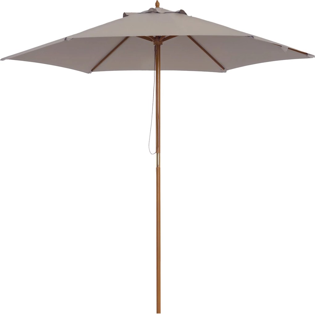Outsunny Slunečník Ø 250 cm, Slunečník s Kloubovým Mechanismem, Balkonový Slunečník, Plážový Slunečník z Bambusu, Odolný Větru, Sluneční Ochrana pro B