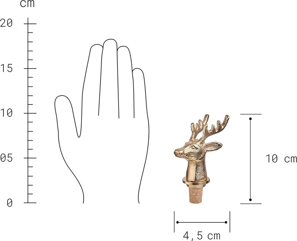 TOPPER Uzávěr na láhev jelen 10 cm - zlatá