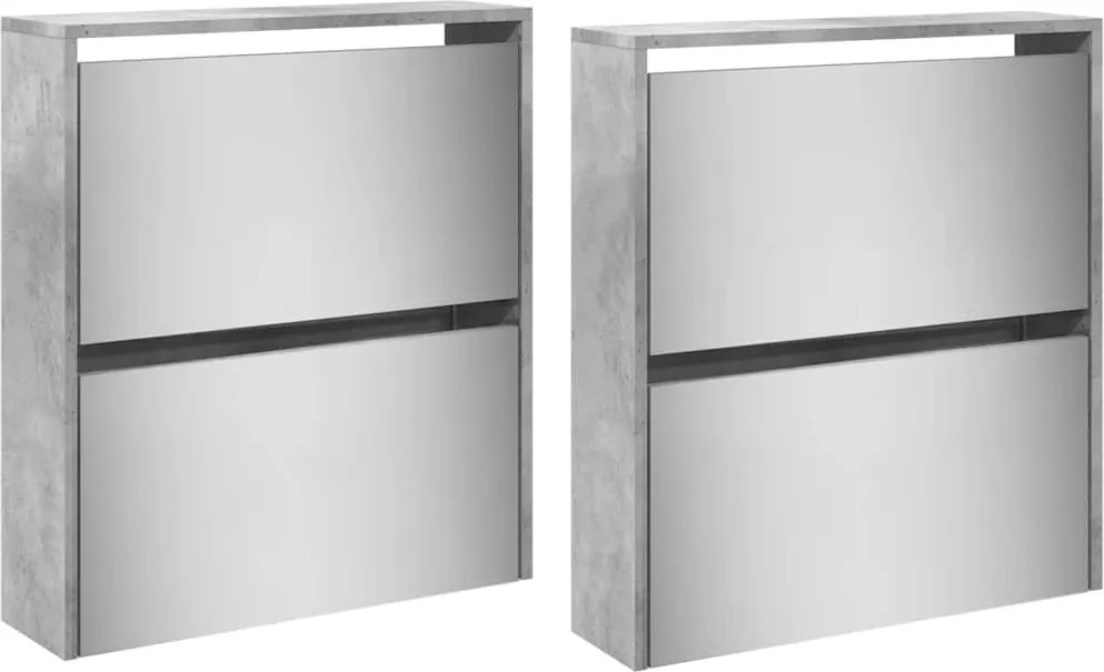 Botník se zrcadlem 4patrový betonově šedý 63 x 17 x 134 cm 3228275