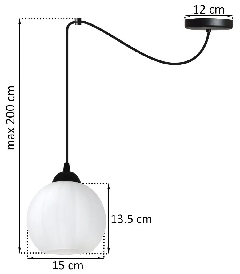 Závěsné svítidlo Costa Spider, 1x bílé skleněné stínítko, b