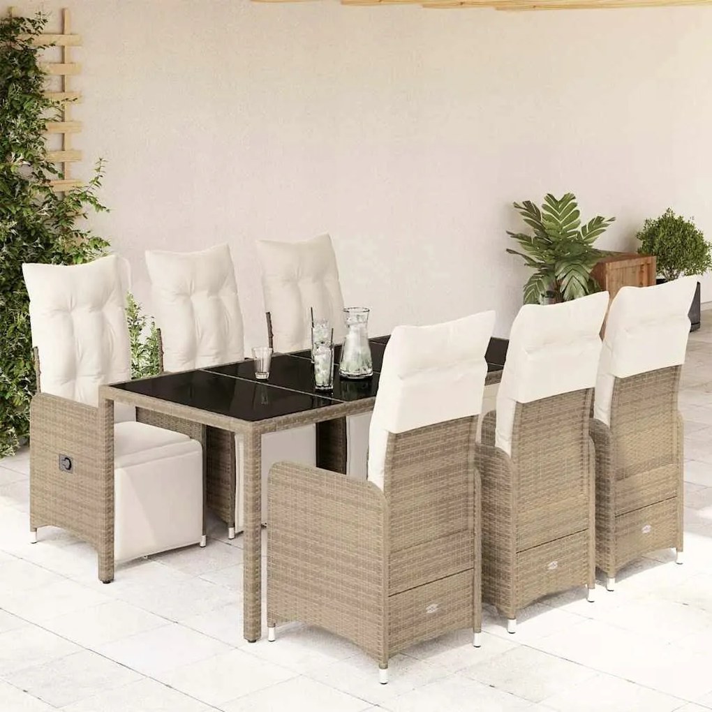 5Dílný Zahradní Bistro Set S Poduškami Hnědý Polyratan 6 190 x 90 x 75 cm