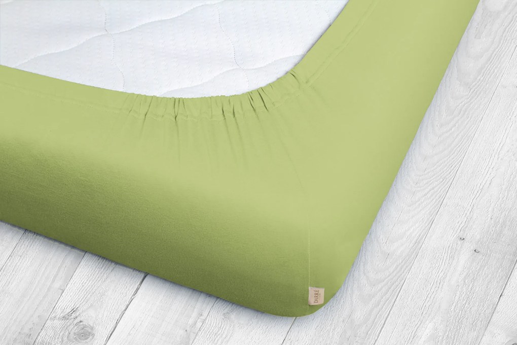 Jersey prostěradlo středně zelené na výšku matrace do 20 cm Velikost: 220 x 200