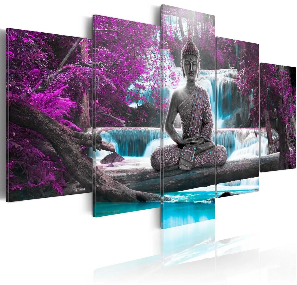 Obraz - Waterfall and Buddha 200x100