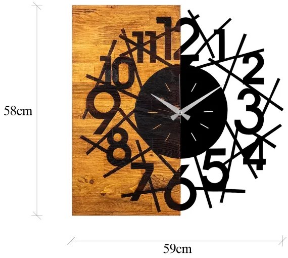 Nástěnné hodiny 59x58 cm 1xAA dřevo/kov