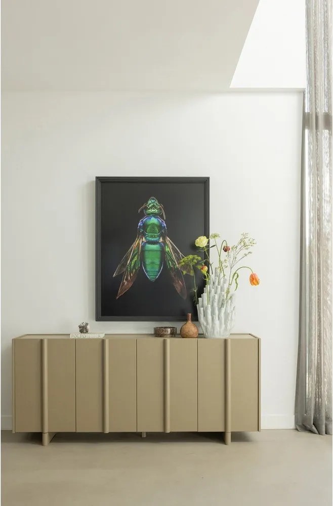 Béžová nízká komoda z borovicového dřeva 200x85 cm Basu – WOOOD