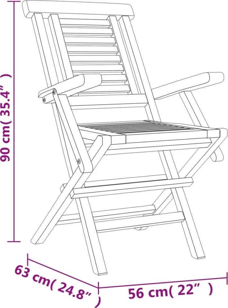 vidaXL Skládací zahradní židle 2 ks 56x63x90 cm masivní teakové dřevo [362756]