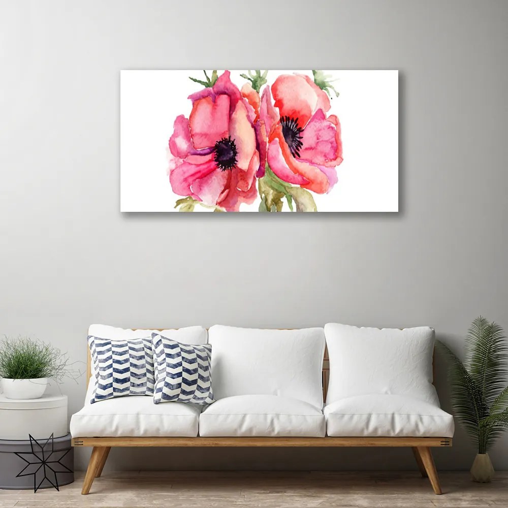 Obraz na plátně Květiny Akvarely 140x70 cm