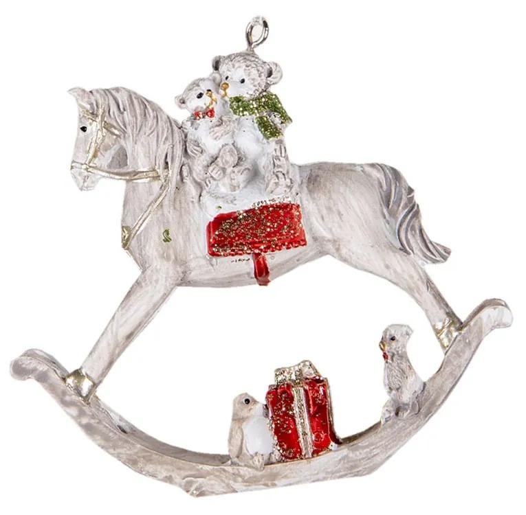 Vánoční závěsná dekorace houpací koník - 9*2*8 cm