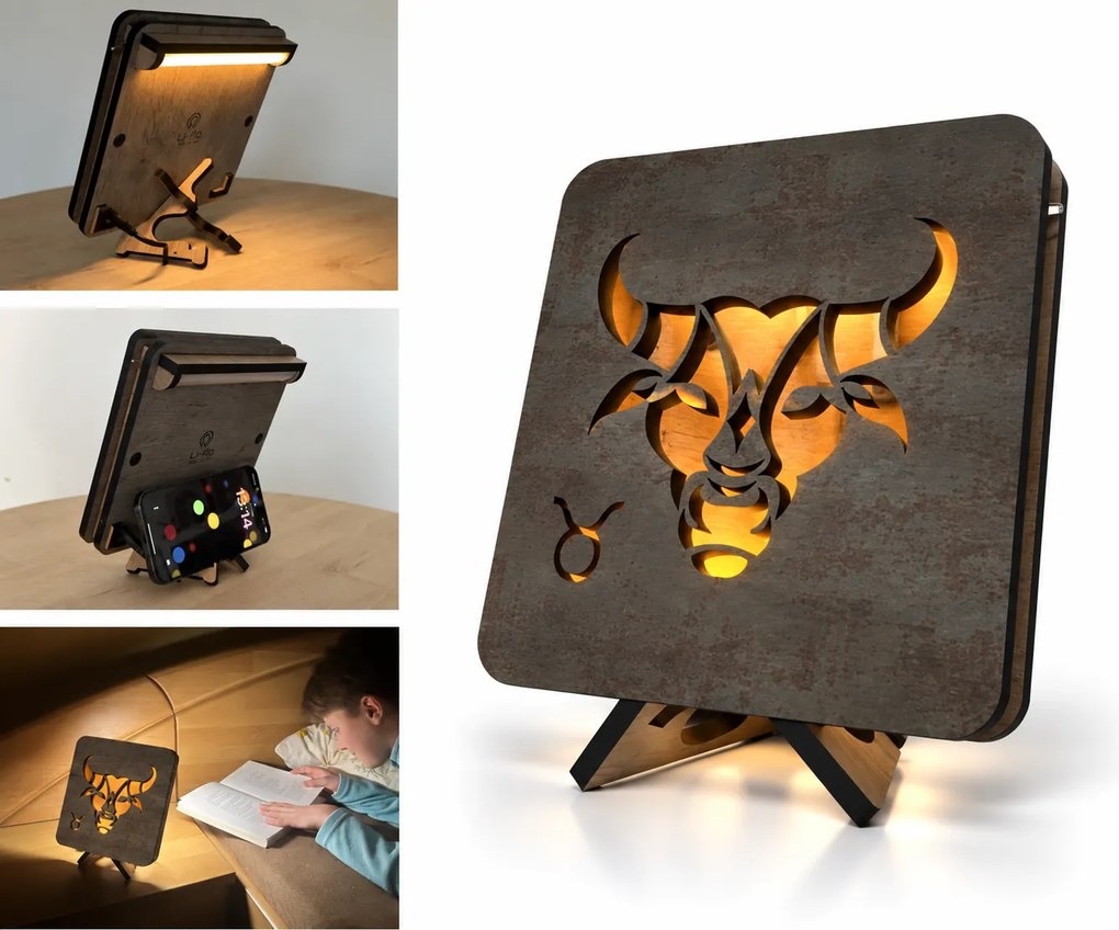 Li-Go Znamení "Býk" lampa 19x19 cm provedení povrchu: černá s patinou