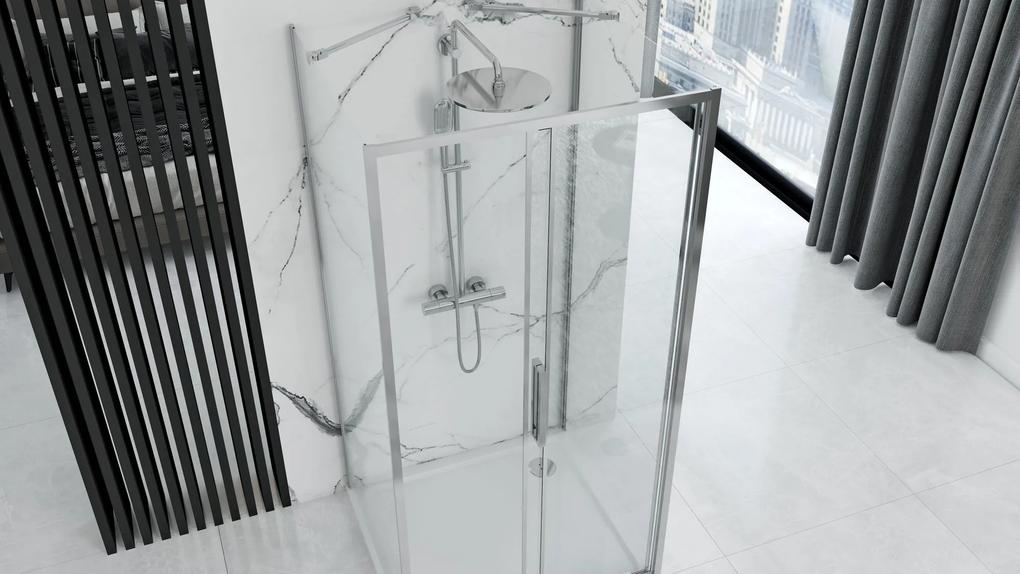 Rea Rapid Slide, 3-stěnová sprchová kabina 110 (dveře) x 80(stěna) x 80(stěna) x 195 cm, 6mm čiré sklo, chromový profil, KPL-09103