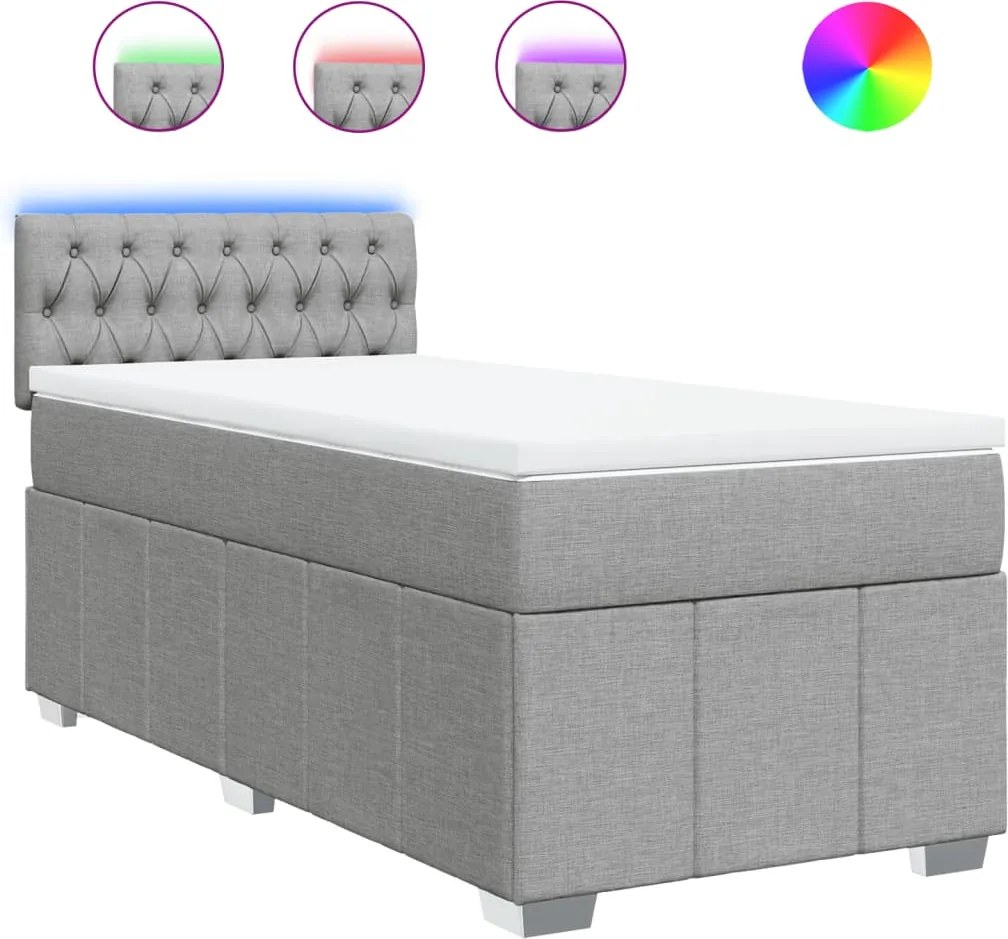 Box spring postel s matrací světle šedá 80 x 200 cm textil 3289202
