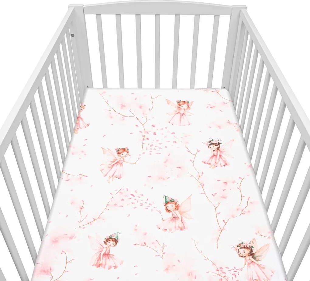 Bavlněné prostěradlo do postýlky New Baby Víly 120x60cm