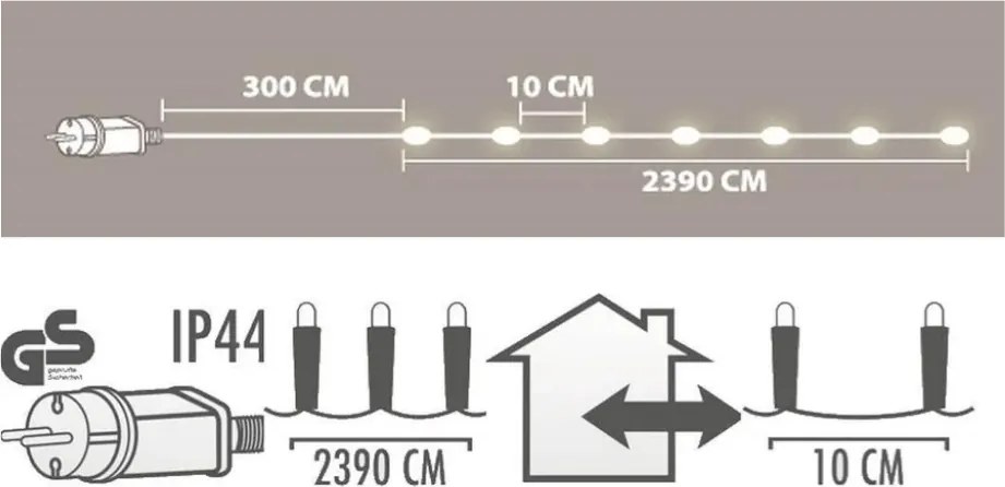 Světlený řetěz 240 LED venkovní/vnitřní 23,9 m, bílá