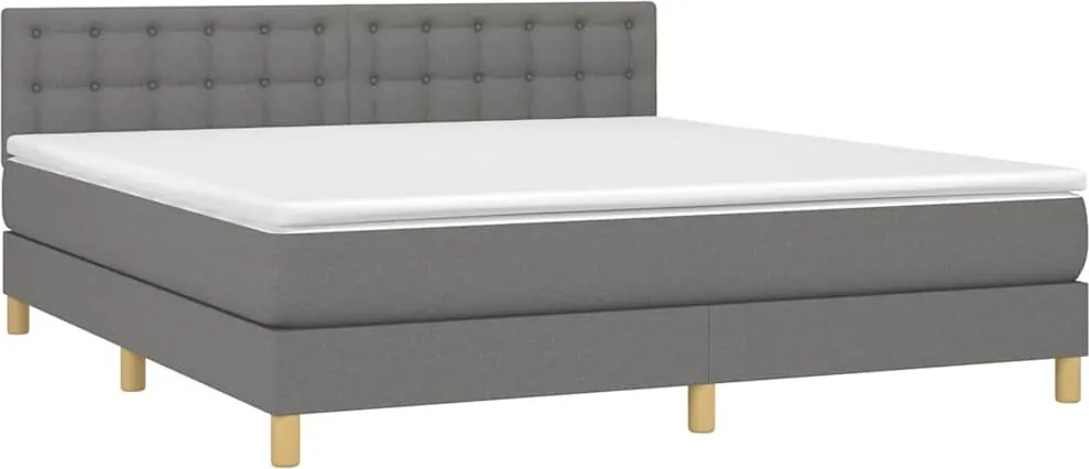 Box spring postel s matrací a LED tmavě šedá 180x200 cm textil 3134054
