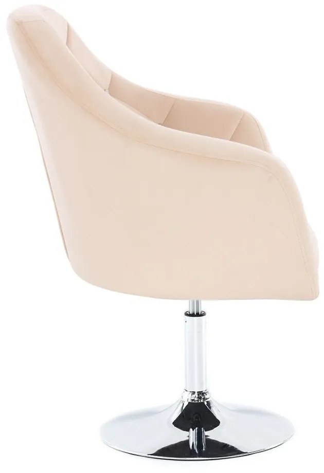 LuxuryForm DESIGN Otočné křeslo ROMA VELUR na stříbrném talíři - krémové