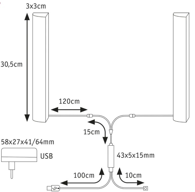 Paulmann 78878 EntertainLED Dynamic, sada 2ks světelných RGB lišt do USB, délka 30cm, 2x0,6W , dálkové ovládání