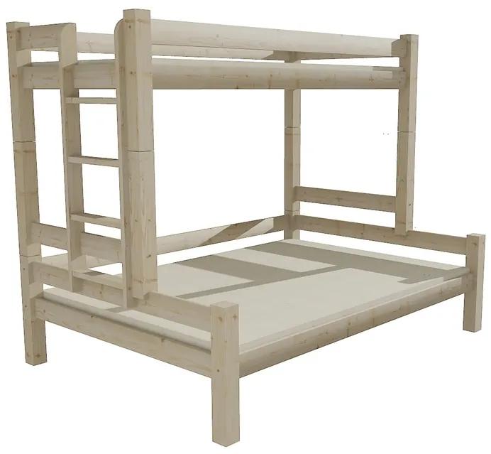 Vomaks Patrová postel s rozšířeným spodním lůžkem 8X8 6B 80/140 x 180 cm moření ořech vlevo (vyobrazeno)