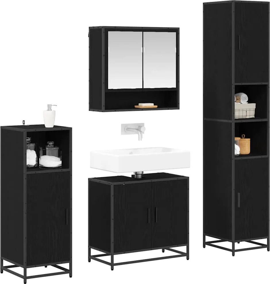 Sada koupelnového nábytku 4 ks Černý dub 35 x 37,5 x 188,5 cm 3402479