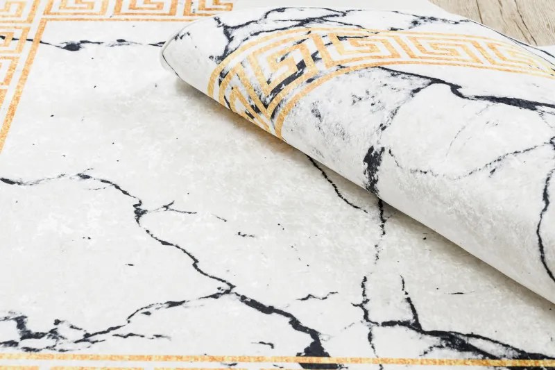 Dywany Łuszczów, Kusový koberec ANDRE Marble 1126, 80x150, bílá, chodba / předsíň