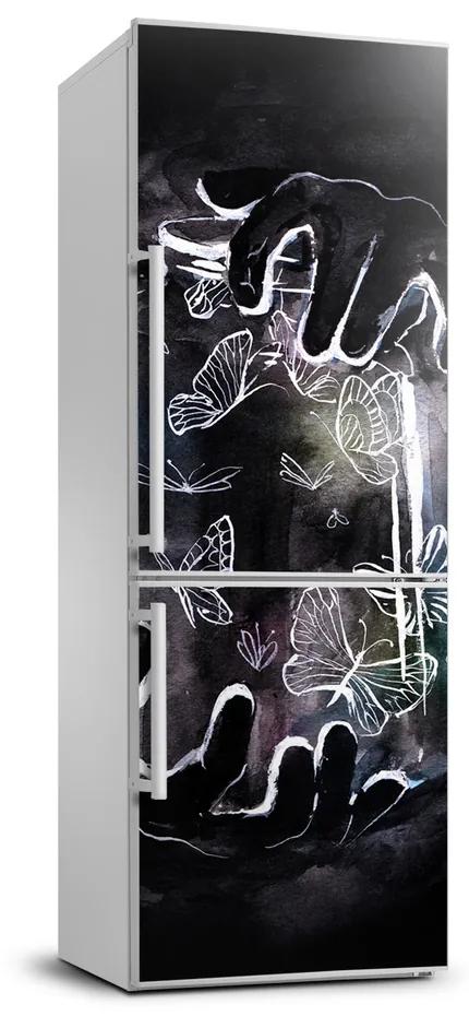 Wallmuralia Nálepka fototapeta lednička Motýl ve sklenici 60x180 cm