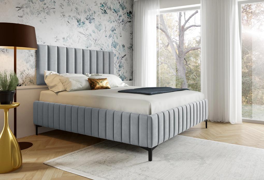 Eka Čalouněná postel CARLO 120x200 cm Barva látky Trinity: (2315) Tmavá šedá, Úložný prostor: S dřevěným rámem úložného prostoru
