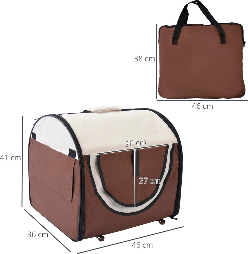 Skládací transportní batoh pro psy PawHut s polstrováním, voděodolná taška Oxford 46 x 36 x 41 cm