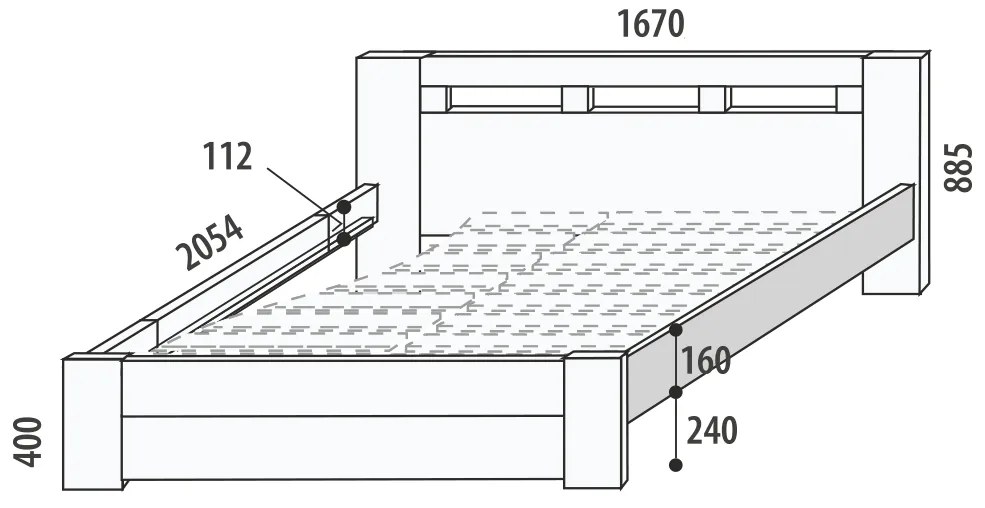 Postel Valencia 160,180 Domestav č.189 Materiál: Buk cink, Povrchová úprava: Moření, Specifikace: 180x200