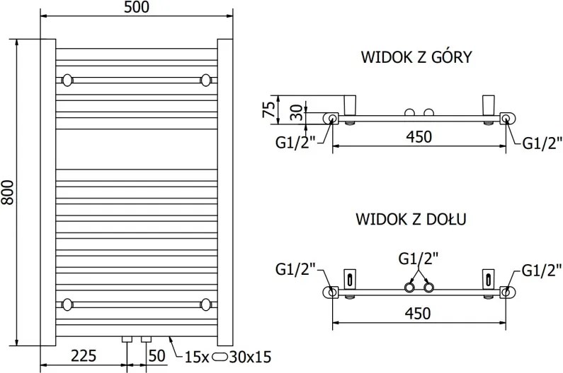 Mexen Hades koupelnový radiátor 800 x 500 mm, 386 W, černý - W104-0800-500-00-70