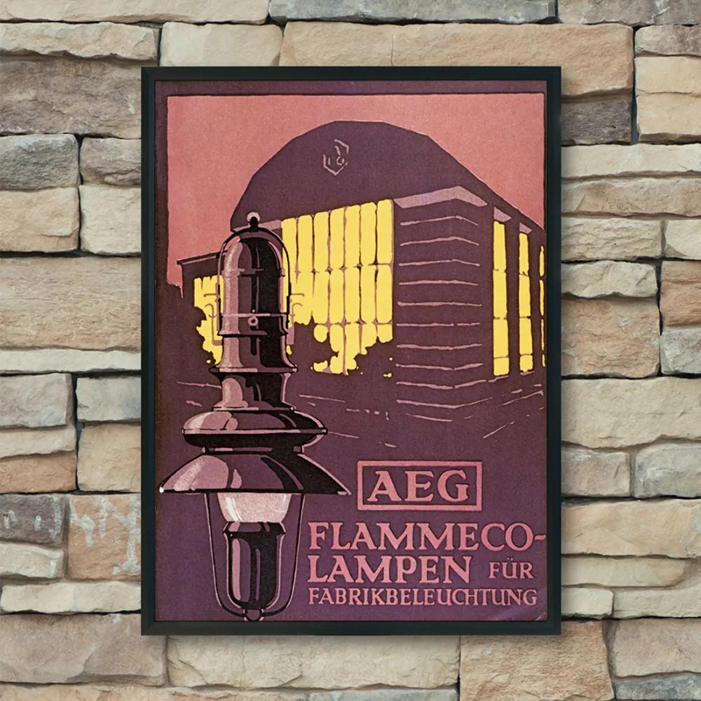 Retro plakát AEG Flammco Lampen Fur Fabrikbeleuchtung Cover Brožury