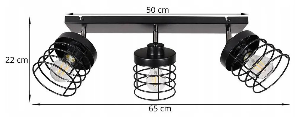 Stropní svítidlo RASTI, 3x drátěné stínítko (výběr ze 2 barev), (možnost polohování)