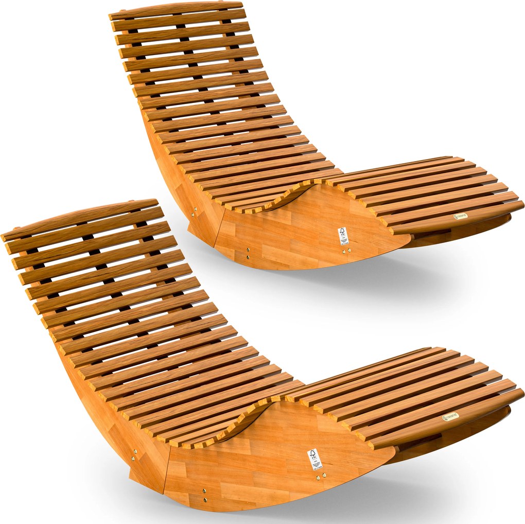 Saunové lehátko Java sada 2 ks skládací ergonomické houpačka možnost zajištění