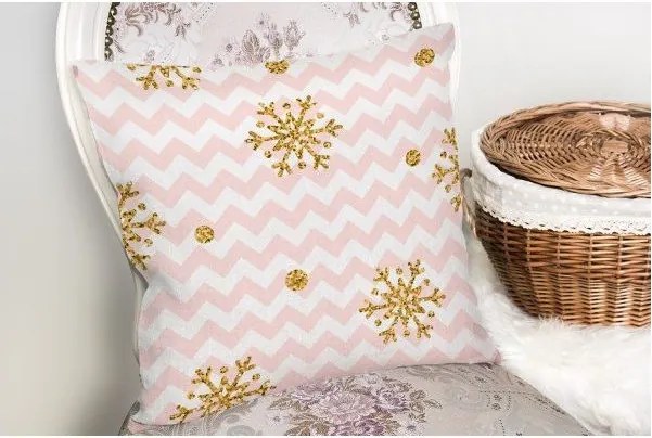 Vánoční povlak na polštář Minimalist Cushion Covers Golden Snowflakes, 42 x 42 cm
